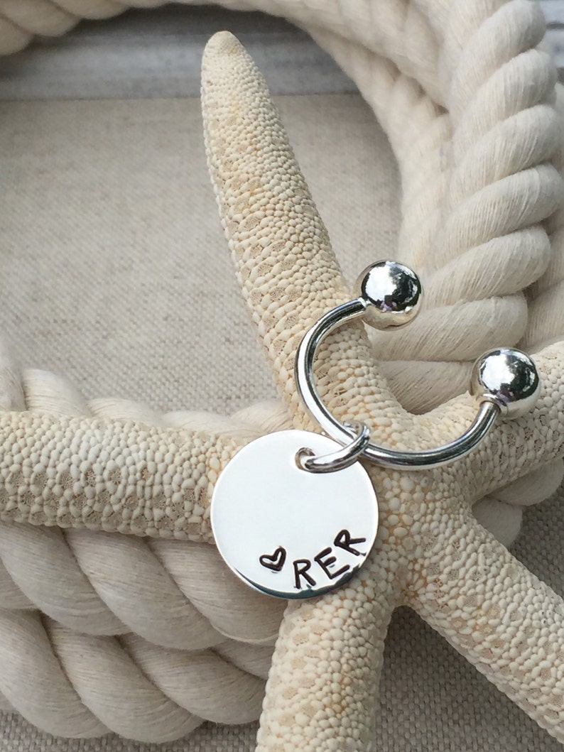 Sterling Silver Key Ring With Personalized Tag / Monogrammed - Etsy