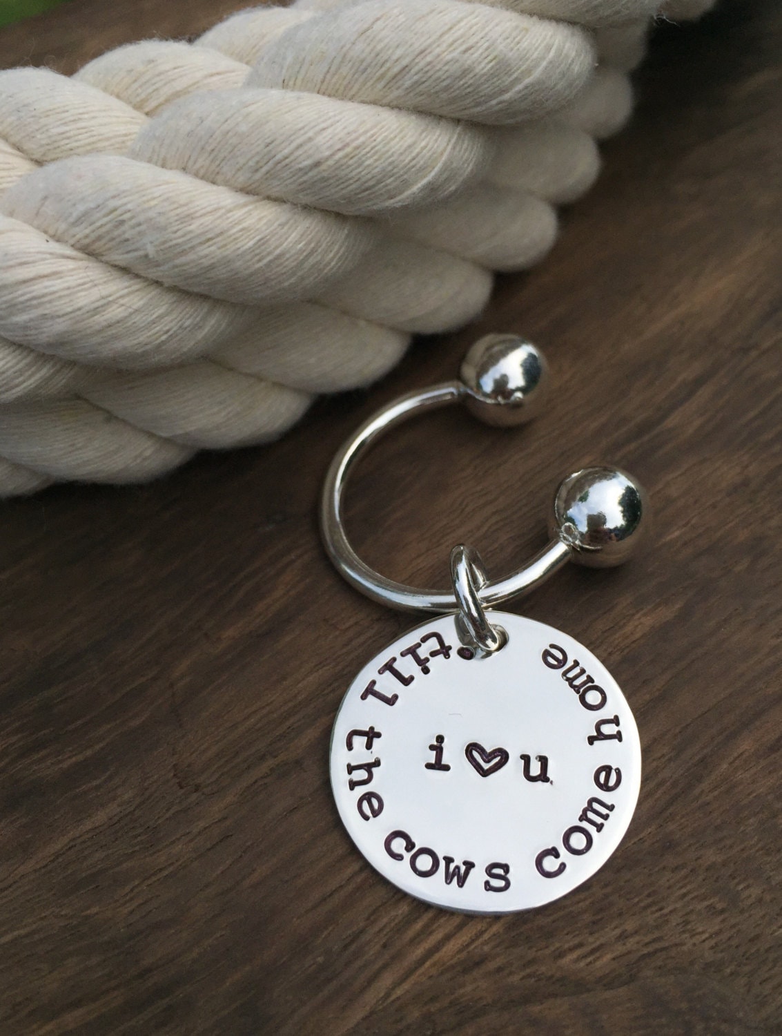 Sterling Silver Horseshoe Style Key Ring With Large Personalized Charm ...