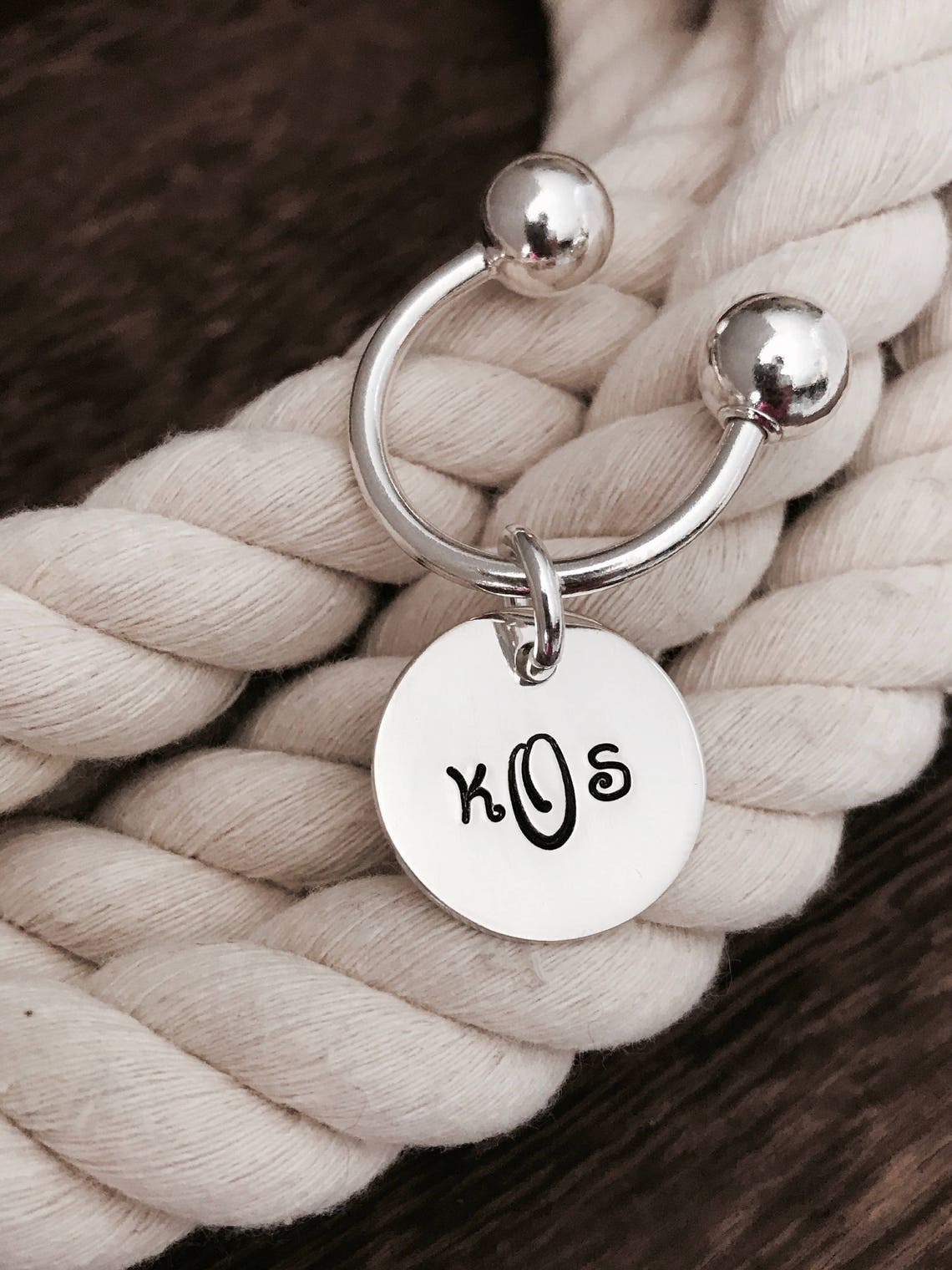 Sterling Silver Monogrammed Horseshoe Style Key Ring / - Etsy