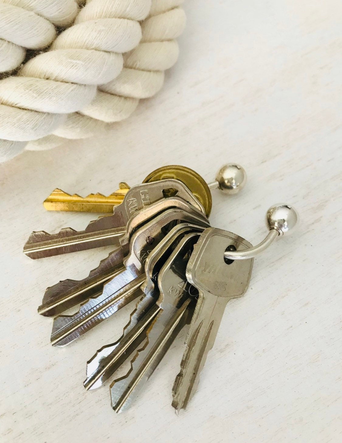Sterling Silver Key Ring With Cut Out Heart Charm / Horseshoe Key Ring ...