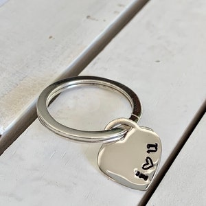 Sterling Silver Key Ring With Heart Charm / I Love You Key - Etsy