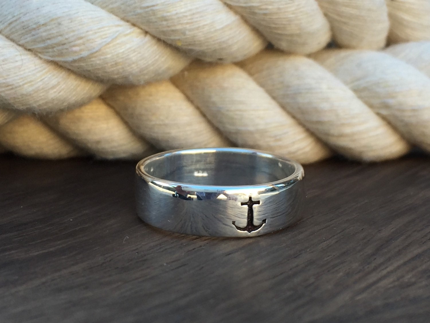 Sterling Silver Anchor Band / Anchor Ring / Anchors Aweigh / Anchor ...