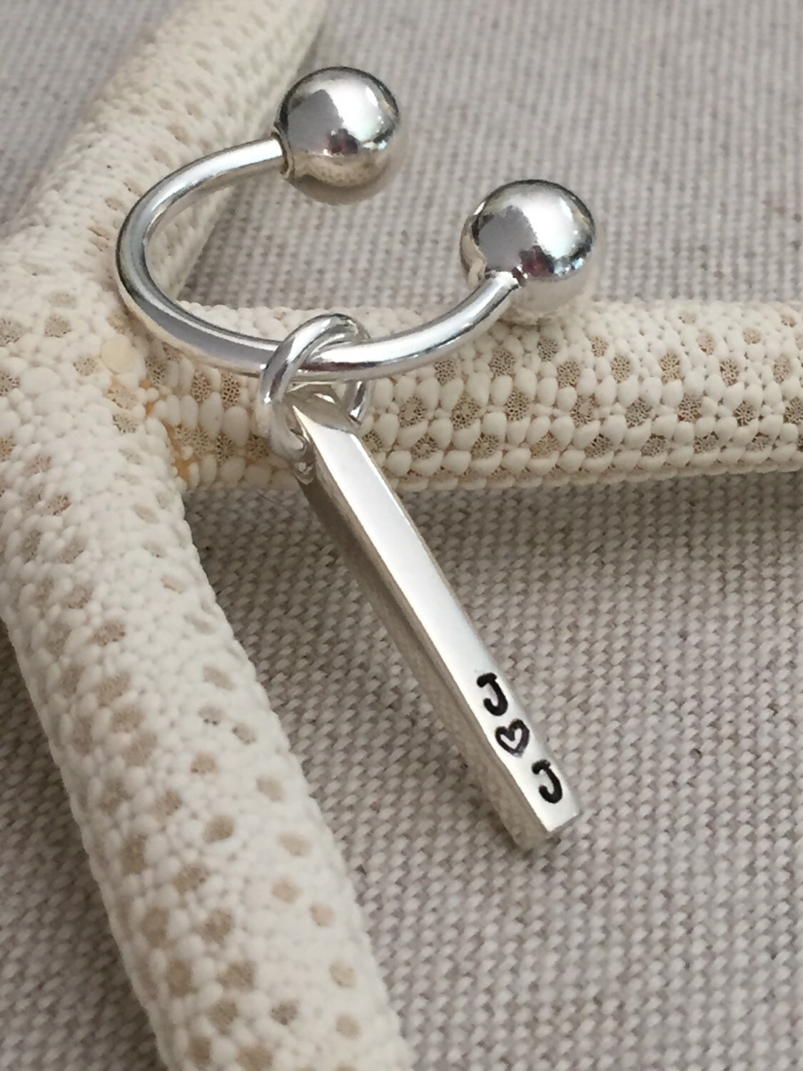 Sterling Silver Horseshoe Key Ring With Personalized Silver | Etsy