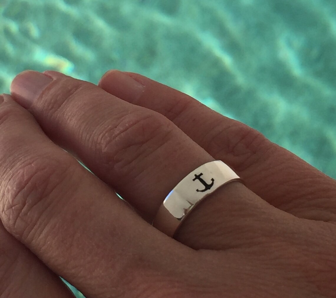 Sterling Silver Anchor Band / Anchor Ring / Anchors Aweigh / Anchor ...
