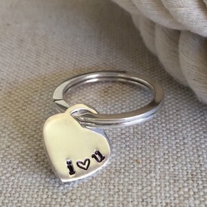 Sterling Silver Key Ring With Heart Charm / I Love You Key - Etsy