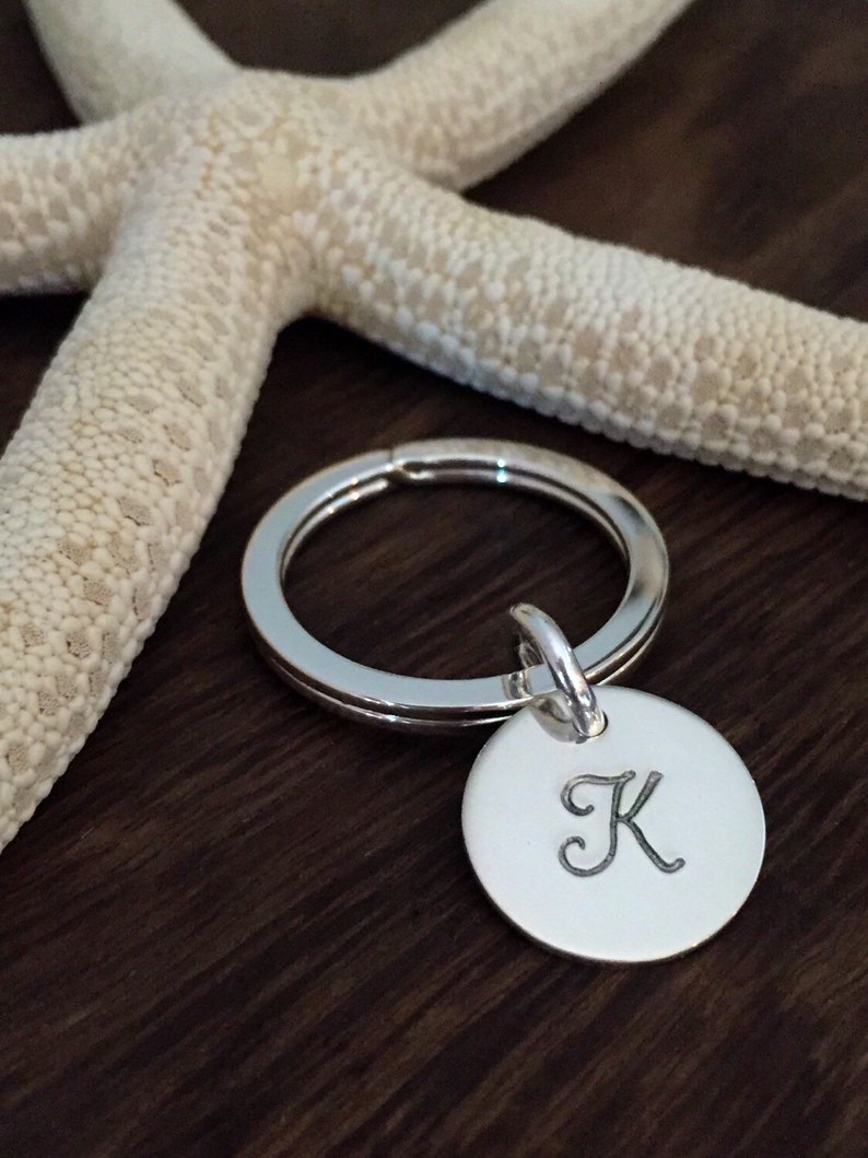 Sterling Silver Monogrammed Key Ring With 1 Initial / Initial - Etsy