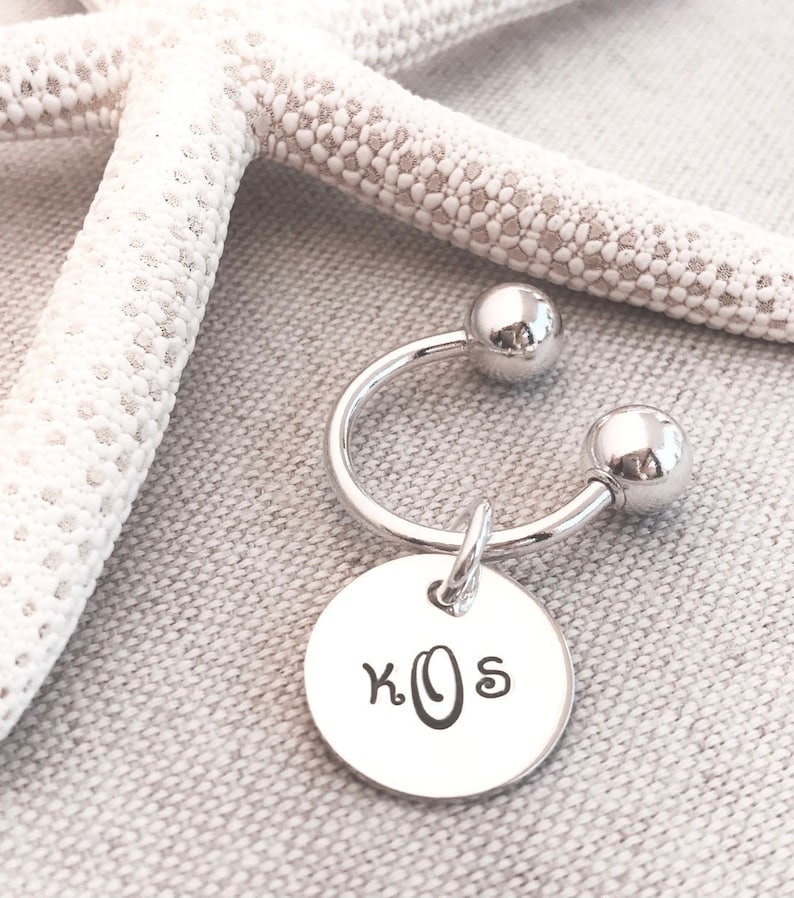 Sterling Silver Monogrammed Horseshoe Style Key Ring / - Etsy