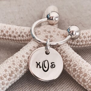 Sterling Silver Monogrammed Horseshoe Style Key Ring / Monogrammed Key Ring / Christmas Gift ...