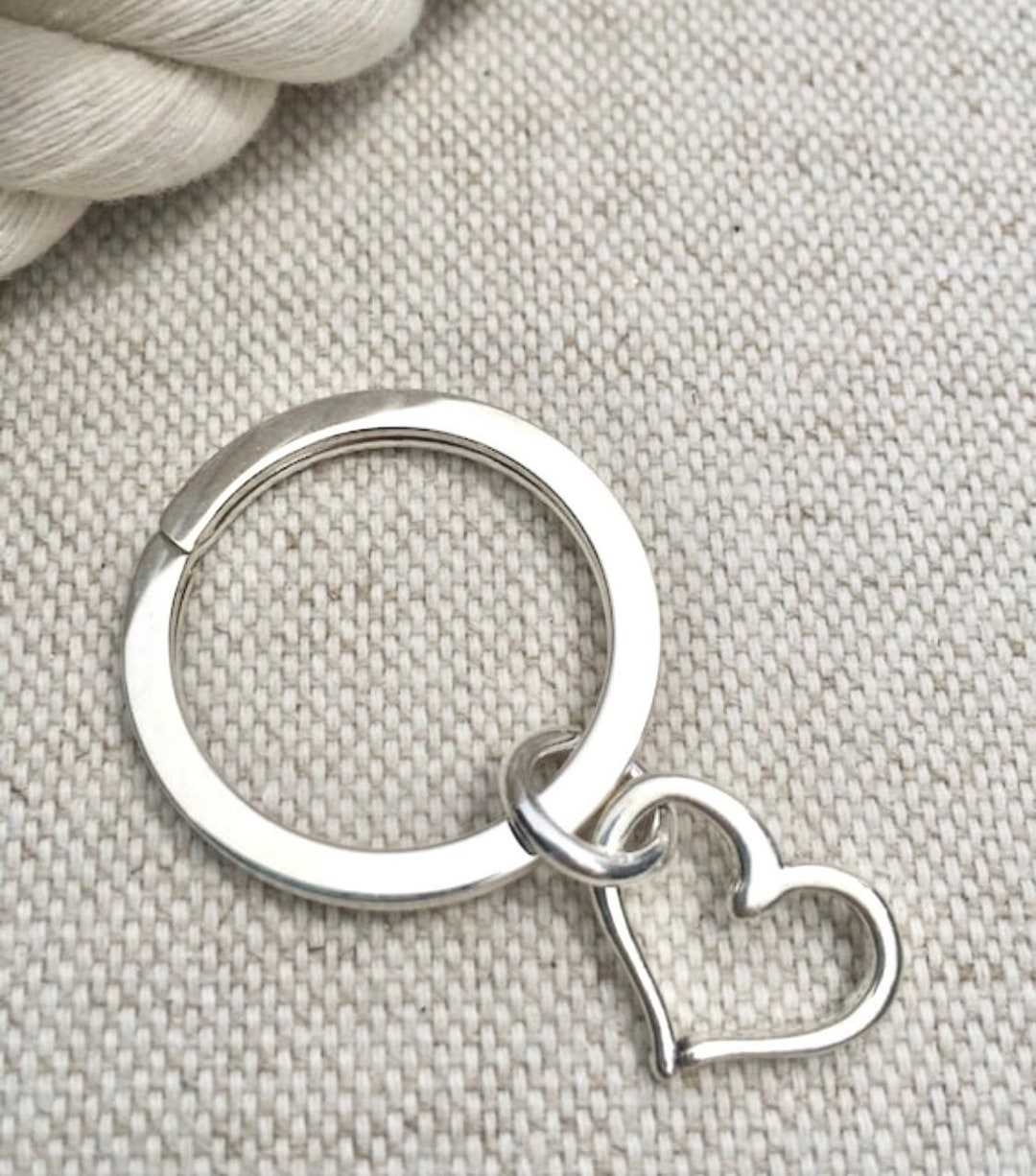 Sterling Silver Open Heart Key Ring / Anniversary Gift / Heart Keychain ...