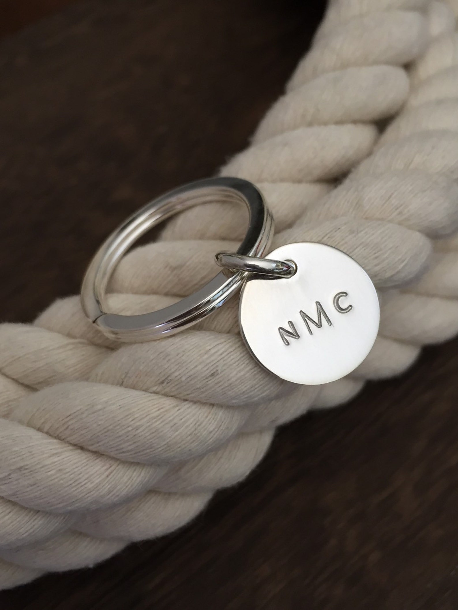 Sterling Silver Monogrammed Key Ring / Personalized Key Ring / - Etsy UK