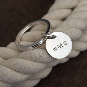 Sterling Silver Monogrammed Key Ring / Personalized Key Ring / Graduation Gift / Custom Wedding ...