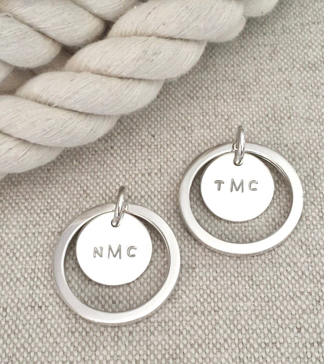 Sterling Silver Monogrammed Key Ring / Personalized Key Ring / | Etsy