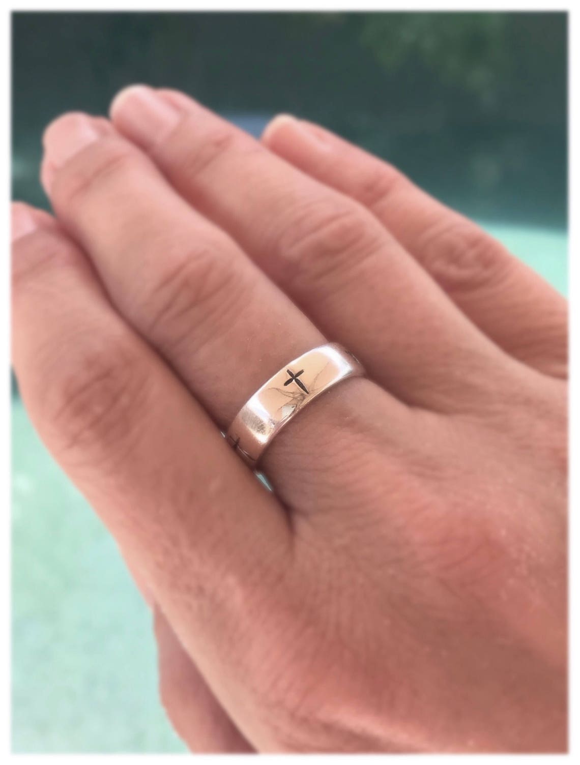 Sterling Silver Cross Ring / Silver Cross Band / Promise Ring - Etsy