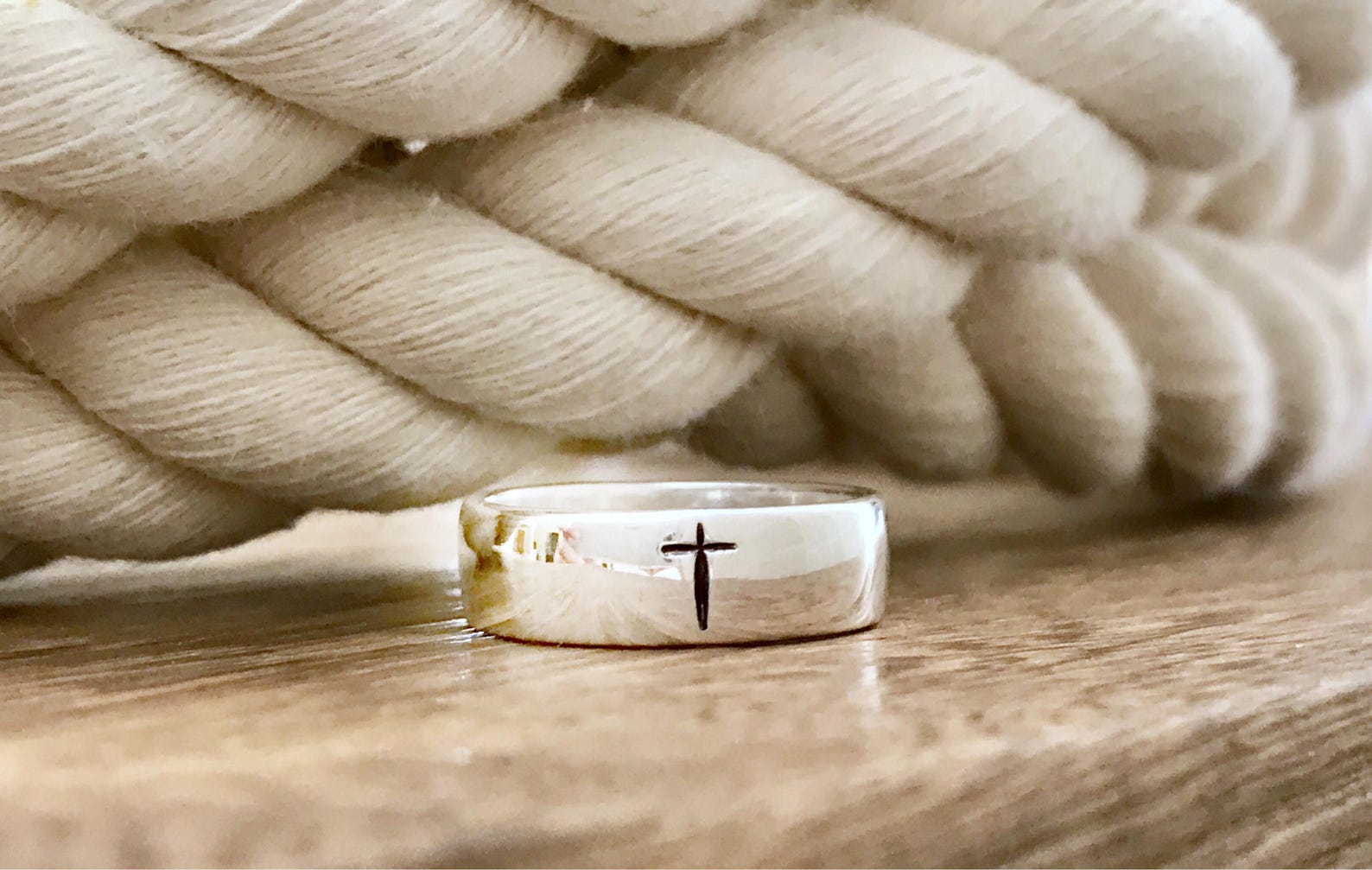 Sterling Silver Cross Ring / Silver Cross Band / Promise Ring - Etsy