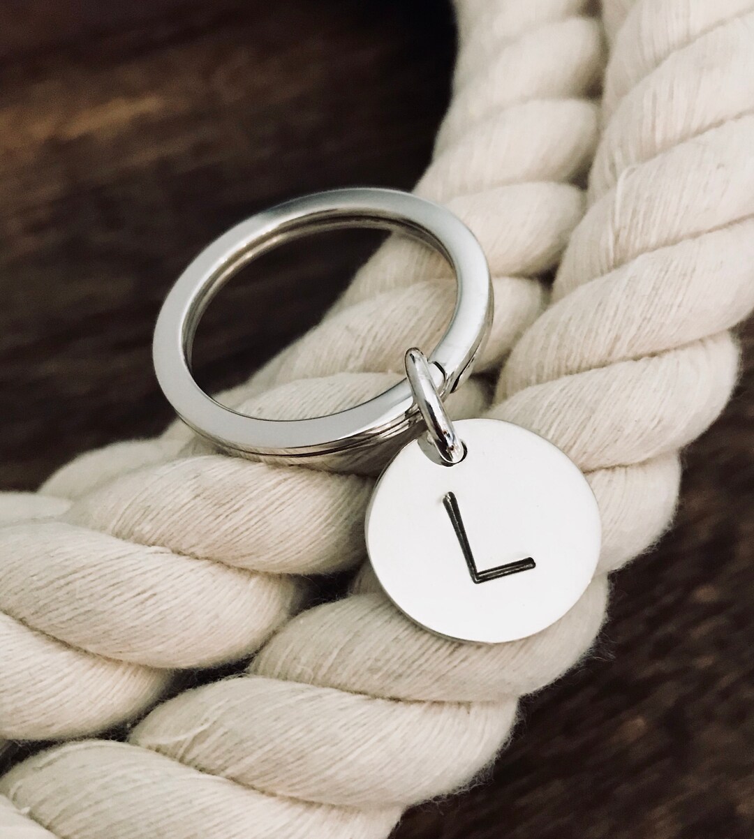 Sterling Silver Monogrammed Key Ring / Personalized Key Chain ...