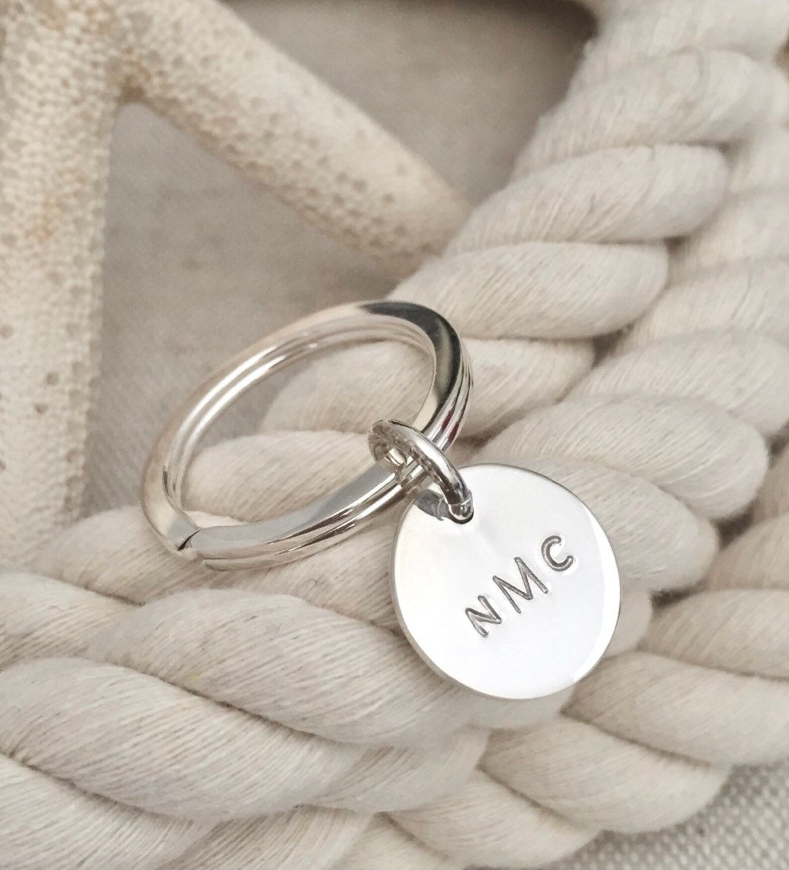 Sterling Silver Monogrammed Key Ring / Personalized Key Ring / - Etsy UK