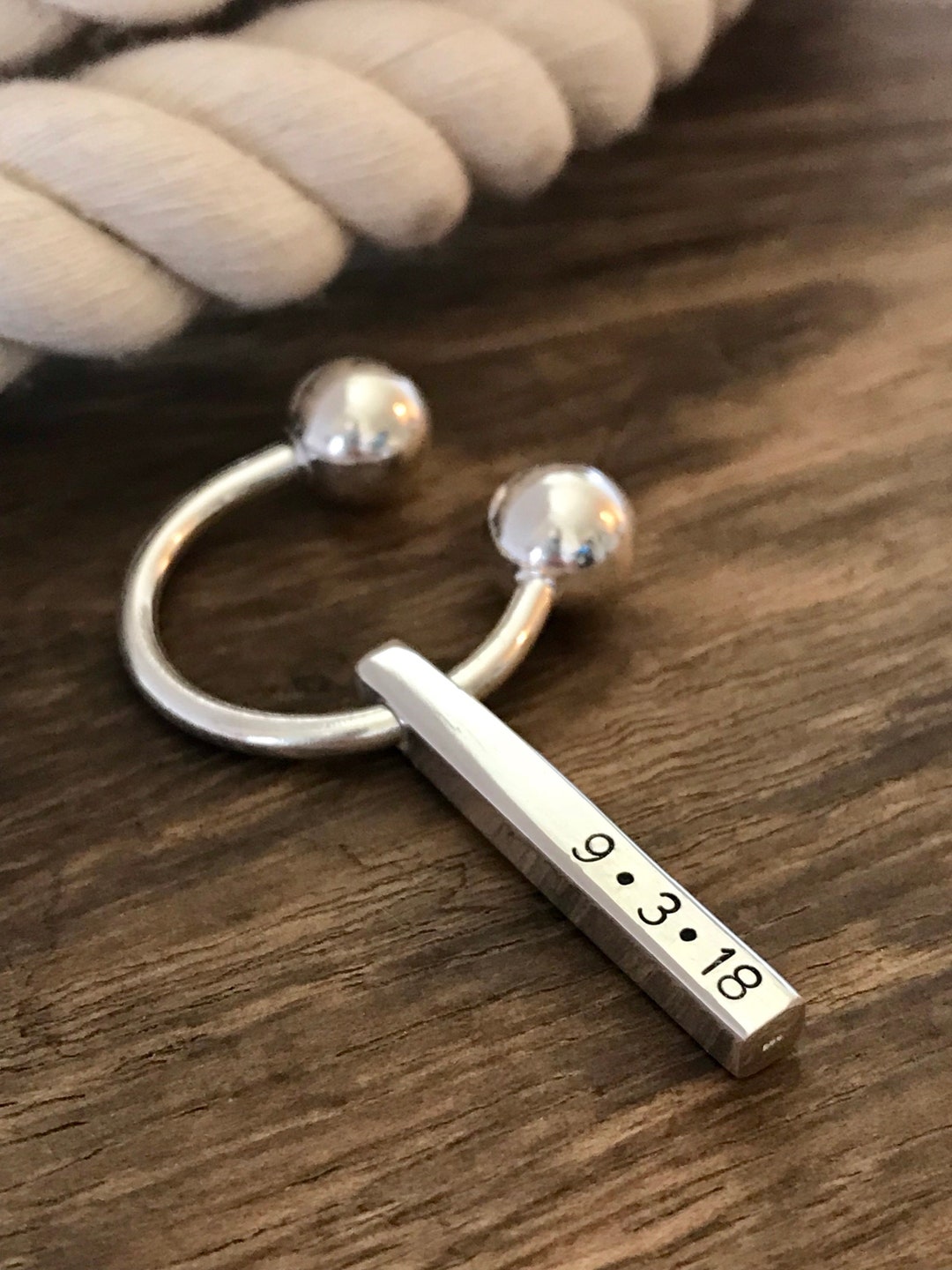 Sterling Silver Key Ring With Personalized Tag / Name Key Ring ...
