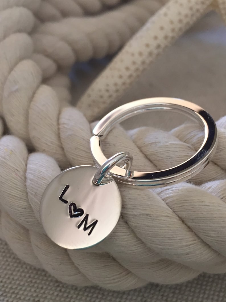 Sterling Silver Key Ring With Personalized Charm / Couples Keychain ...