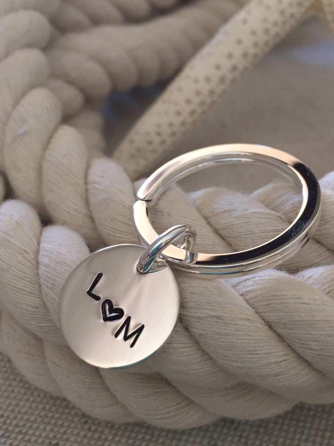 Sterling Silver Key Ring With Personalized Charm / Couples Keychain ...