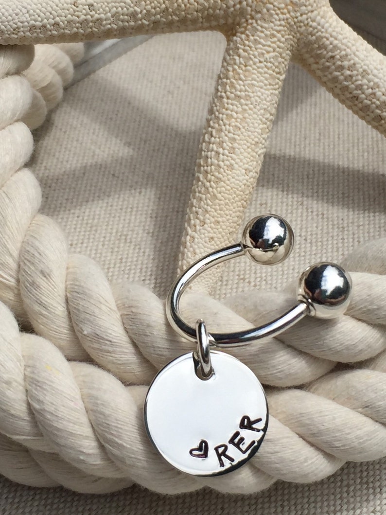 Sterling Silver Key Ring With Personalized Tag / Monogrammed - Etsy