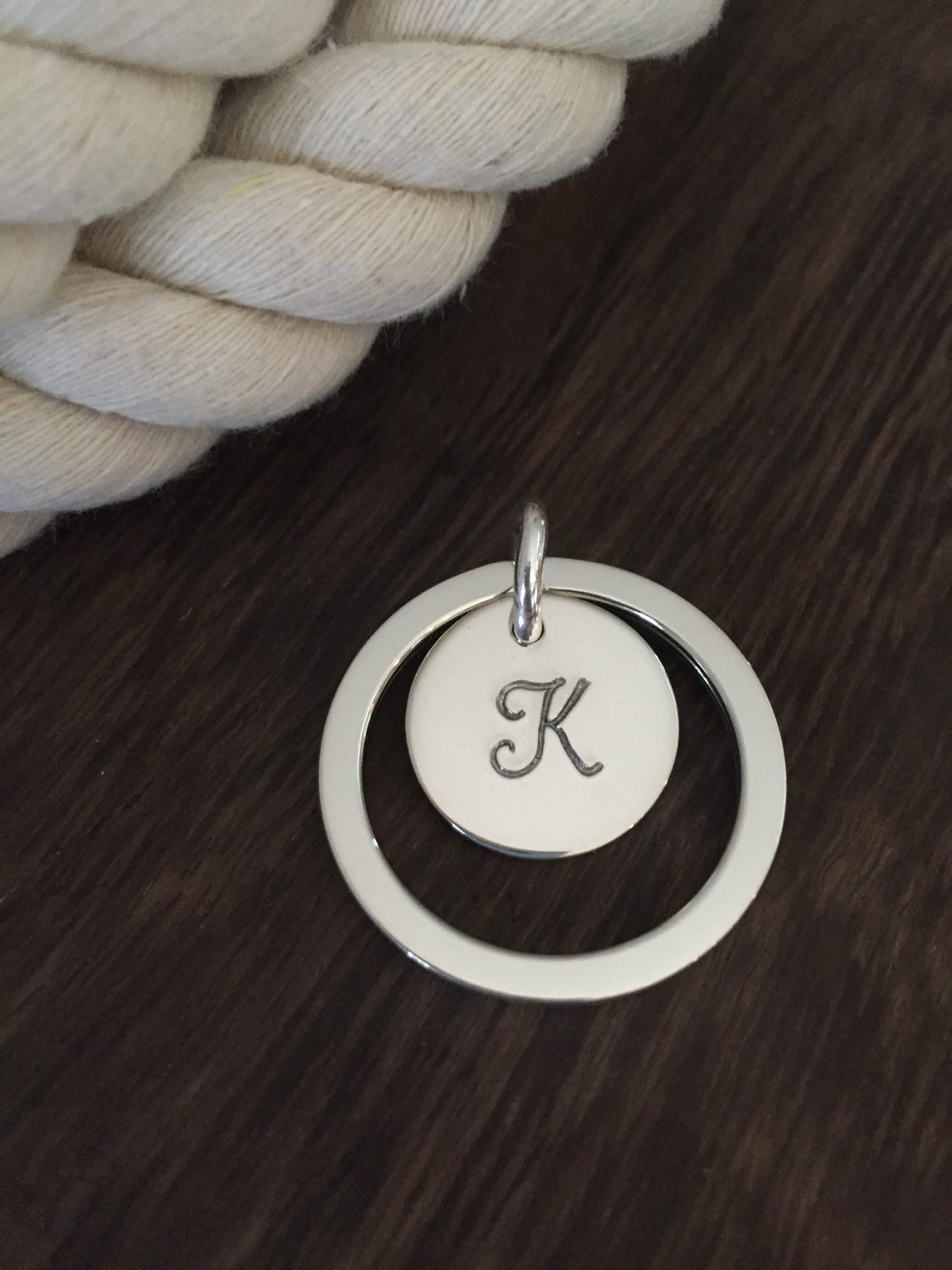 Sterling Silver Monogrammed Key Ring With 1 Initial / Initial - Etsy