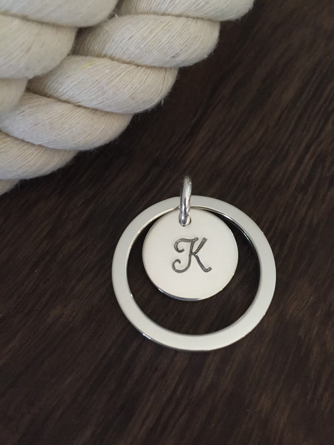 Sterling Silver Monogrammed Key Ring With 1 Initial / Initial - Etsy