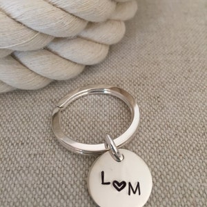 Sterling Silver Key Ring With Personalized Charm / Couples Keychain ...