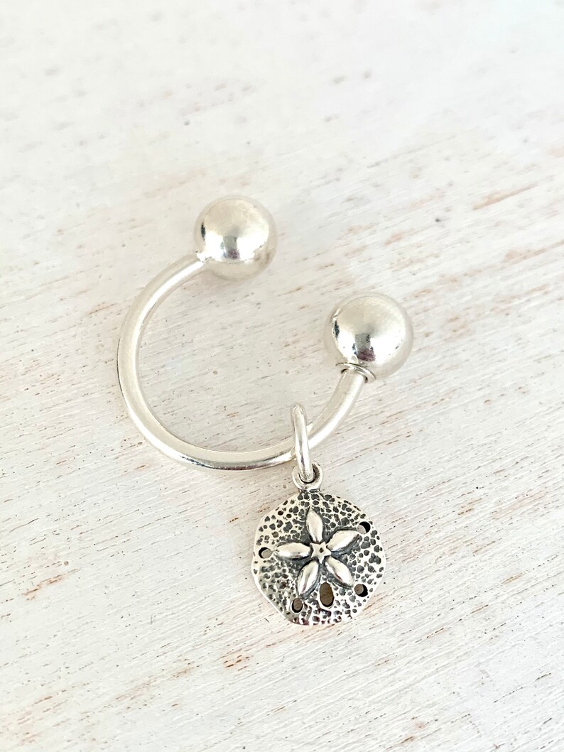 Sterling Silver Sand Dollar Key Ring | Horseshoe Style Key Ring | Beach ...