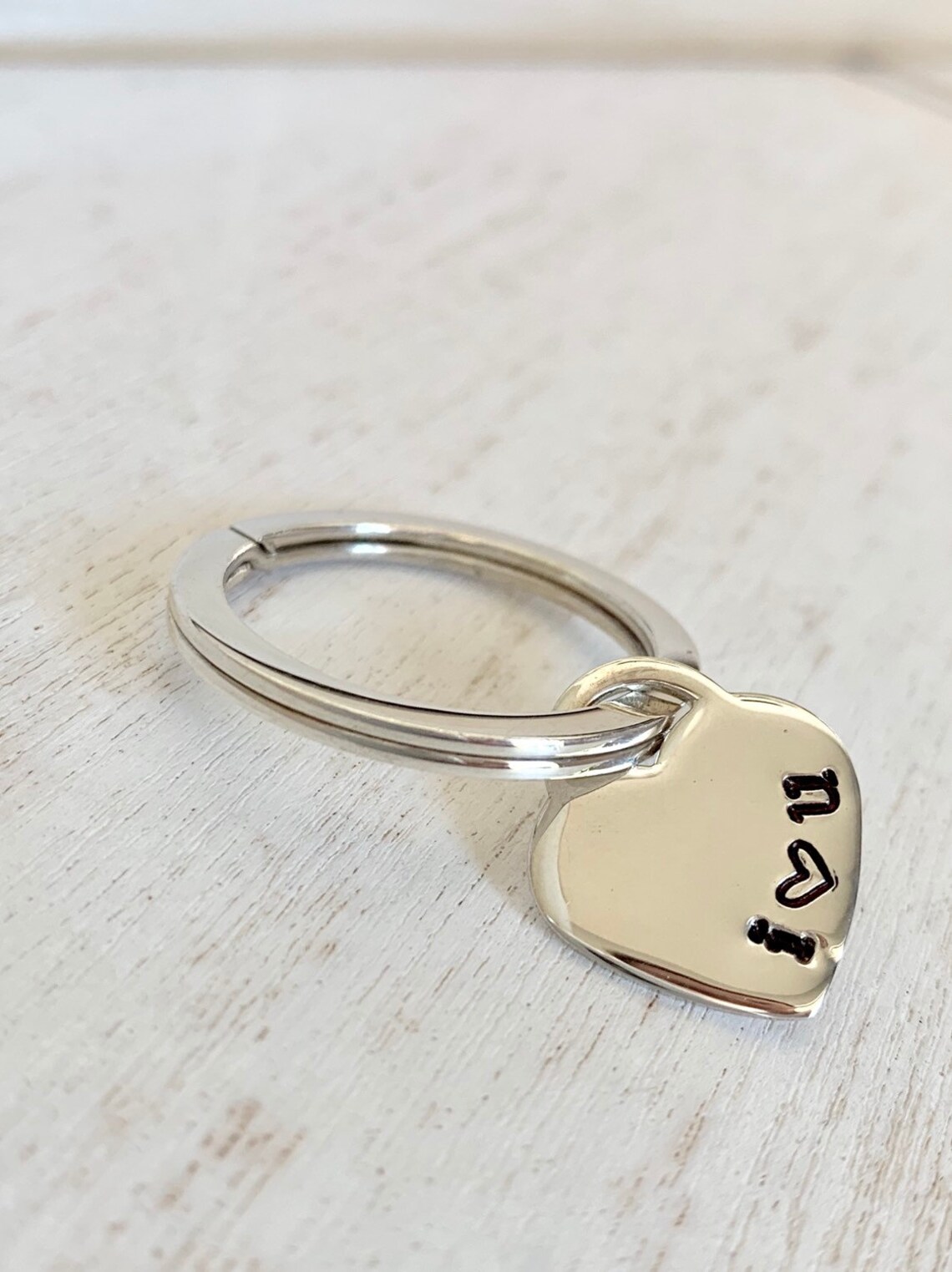 Sterling Silver Key Ring With Heart Charm / I Love You Key | Etsy