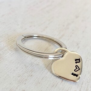 Sterling Silver Key Ring With Heart Charm / I Love You Key - Etsy