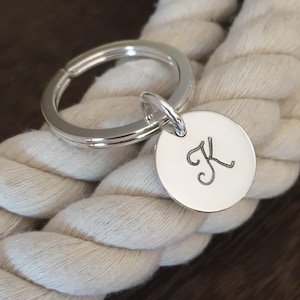 Sterling Silver Monogrammed Key Ring With 1 Initial / Initial Key Ring ...