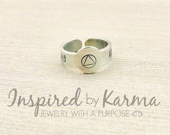 AA Recovery Ring With Sobriety Date - Etsy