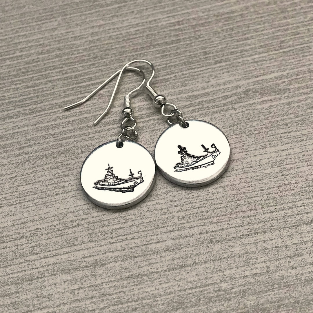 Battleship Earrings, Military Gifts, Military Earrings, Navy Jewelry ...