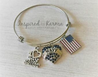Personalized US Navy Charm Bangle Bracelet United States Navy - Etsy