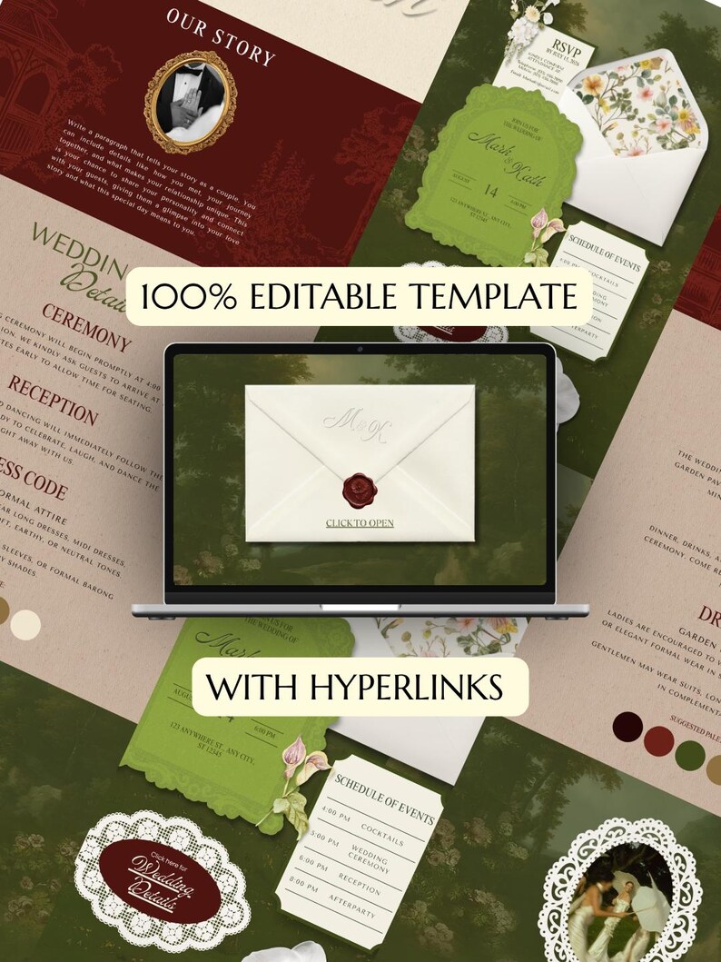 Garden Wedding Website Invitation Template | Floral Digital Invite ...