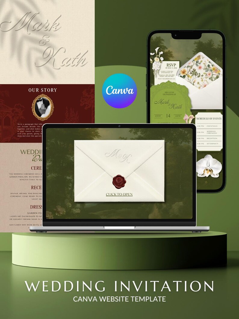 Garden Wedding Website Invitation Template | Floral Digital Invite ...