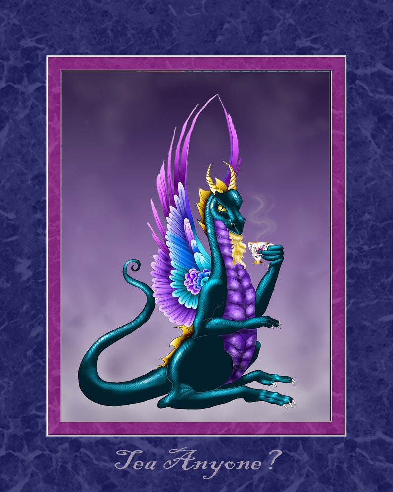 Tea Anyone, Dragon, Teatime, Tea, Dragon Tea, Dragon Art, Dragon Print ...