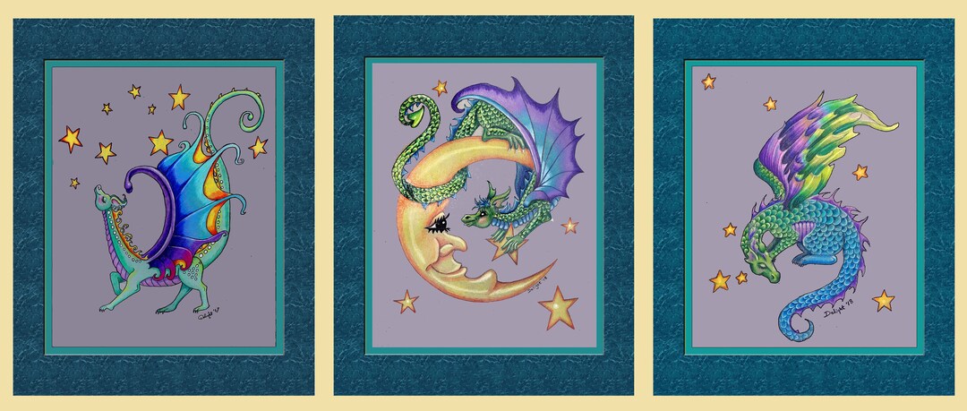 3 Little Dragons, Dragon Art Print, Dragon Art, Dragon Print, Childrens ...