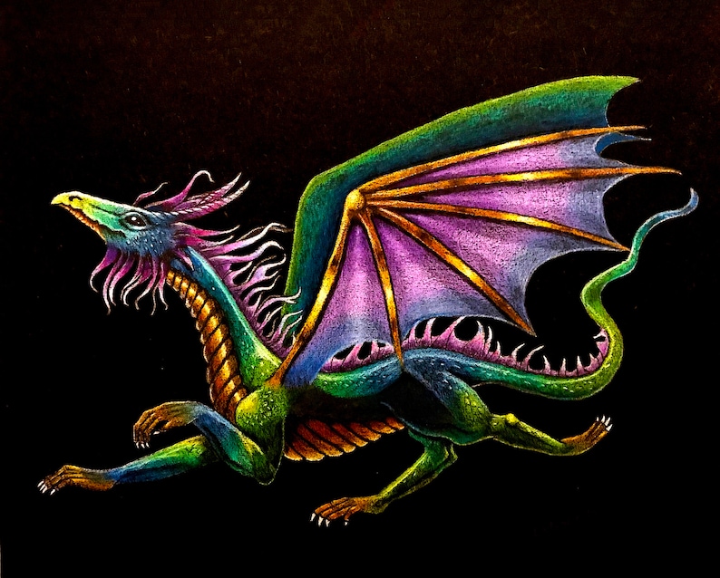 Jeweled Dragon 11x14 print double matted limited edition | Etsy