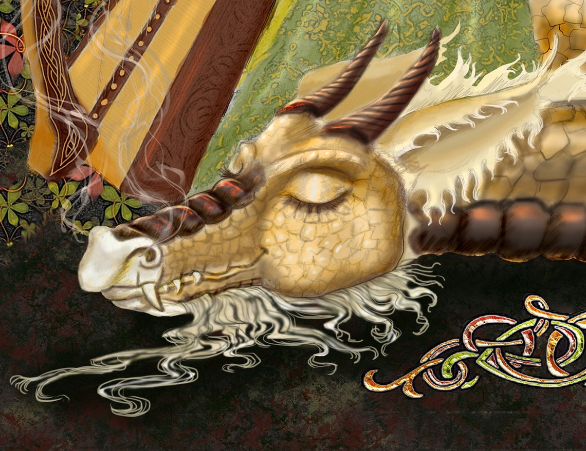 Harpist and the Dragon 16x20 Print Limited Edition Hand | Etsy