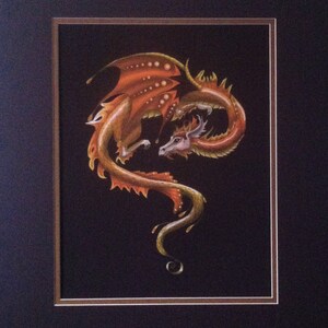 Amber Dragon, 11x14 Print, Double Matted, Limited Edition, Hand Signed, Standard Size, Frame ...