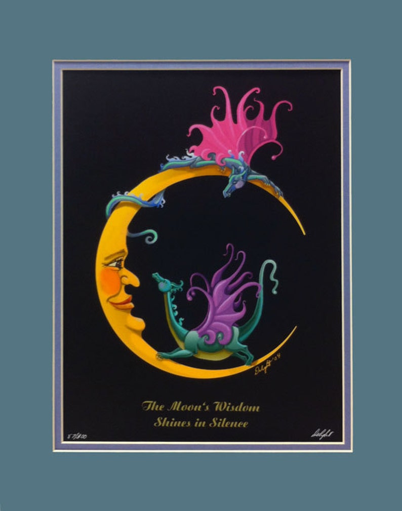 Moon Dragons. 16x20 print double matted limited edition | Etsy