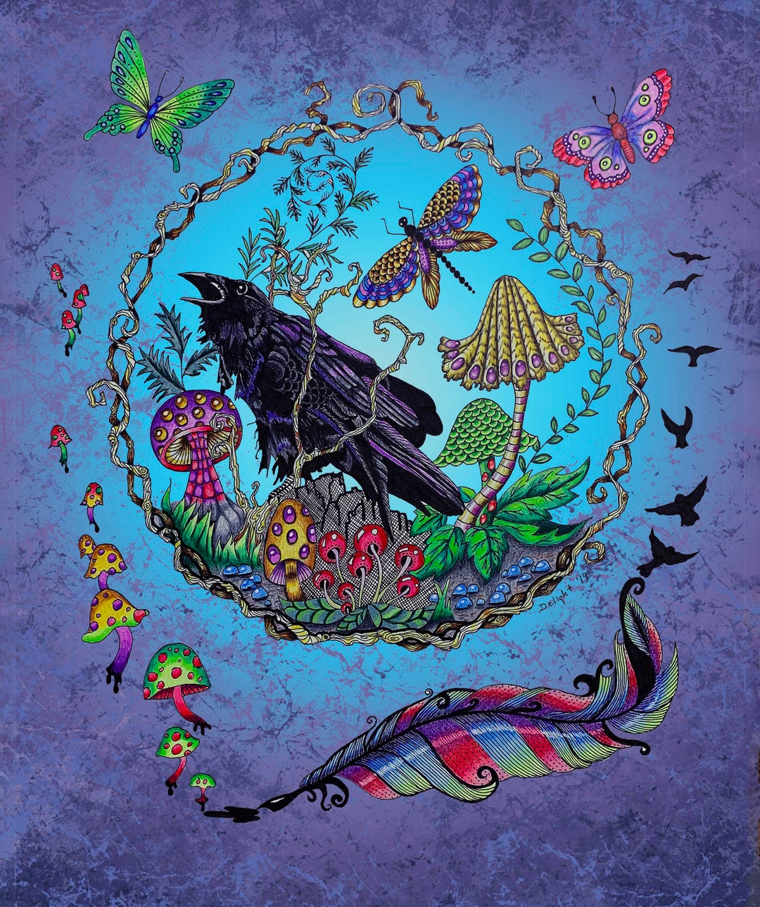 Ravens Mushrooms, Fantasy Mousepad. Raven Mouse Pad, Raven, Mushrooms ...