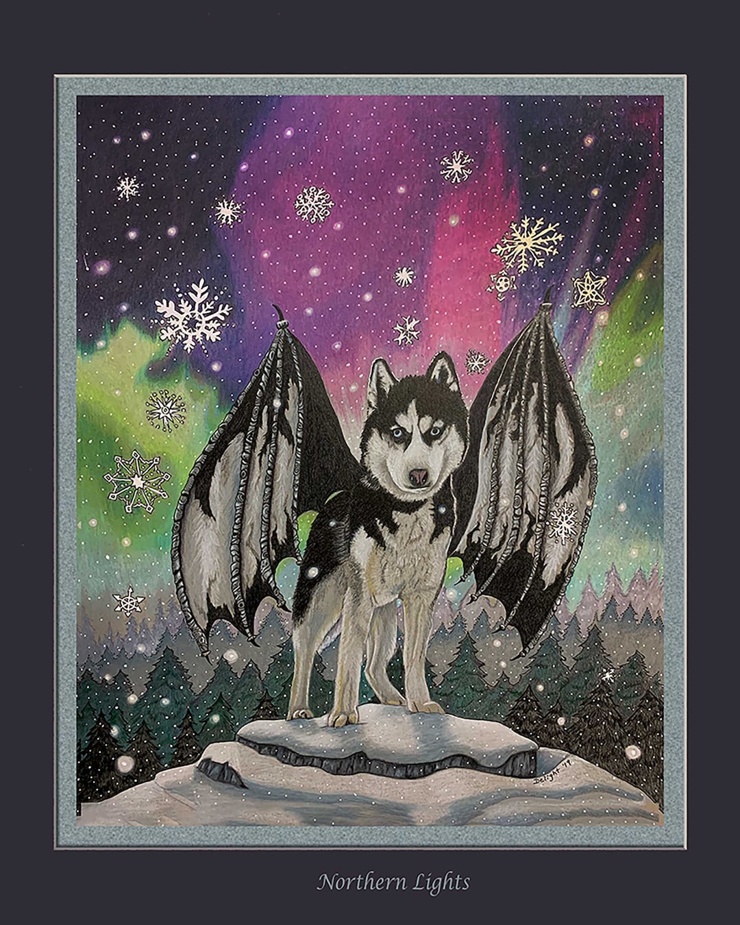 Northern Lights, 8x10, Husky Dragon, Dragon Husky, Aurora Borealis ...