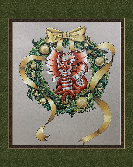 Peppermint Dragon 8x10 Frame Size Double Faux Matted Frame | Etsy