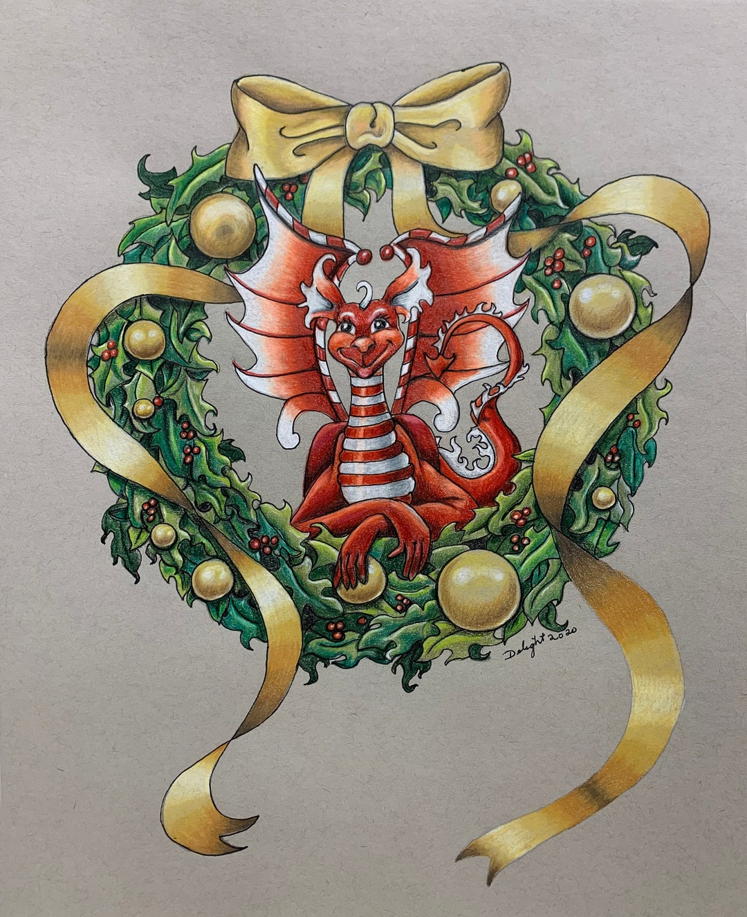 Peppermint Dragon, 11x14 Frame Size, Double Matted, Frame Ready ...