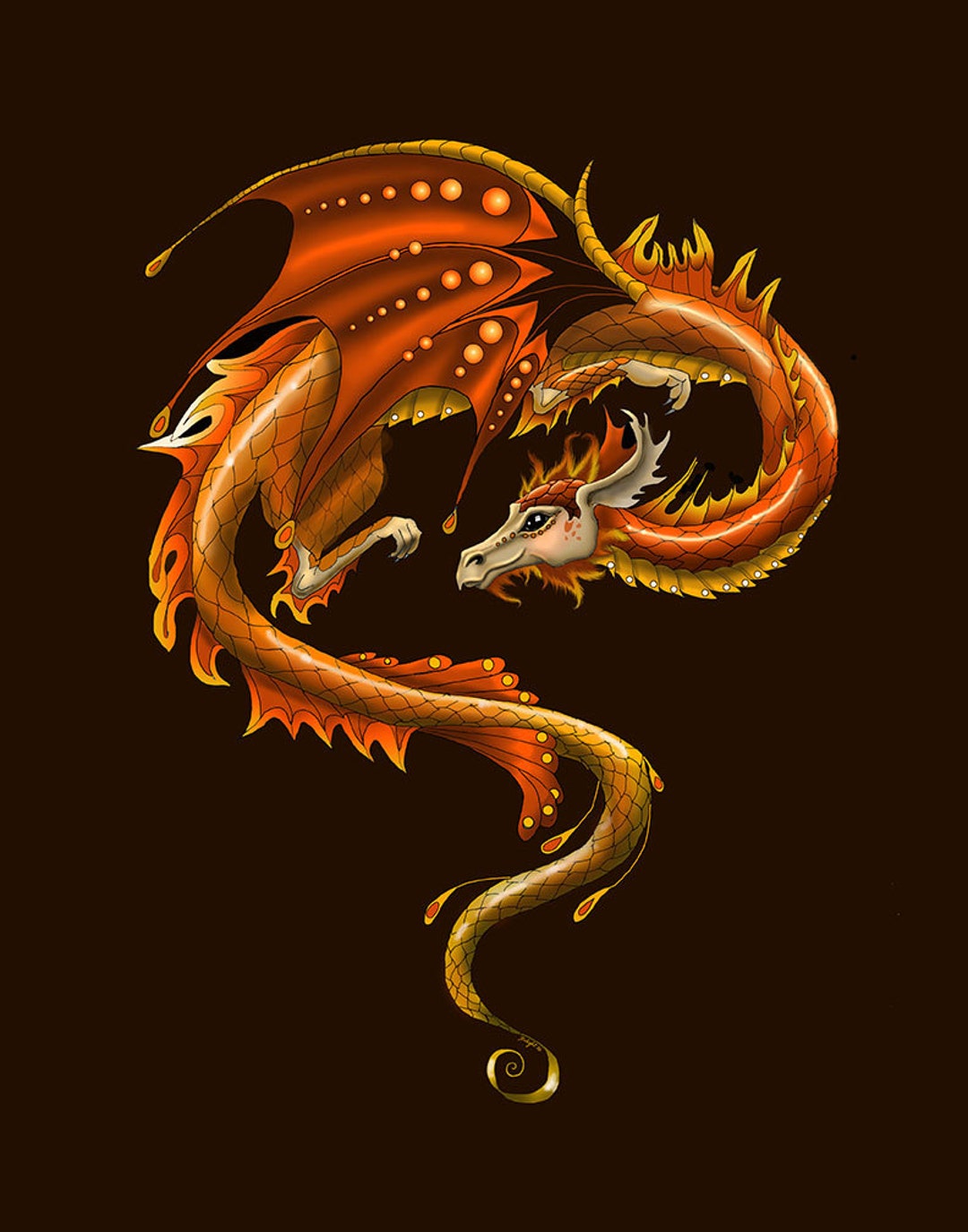 Amber Dragon, 16x20 Print, Double Matted, Limited Edition, Hand Signed ...