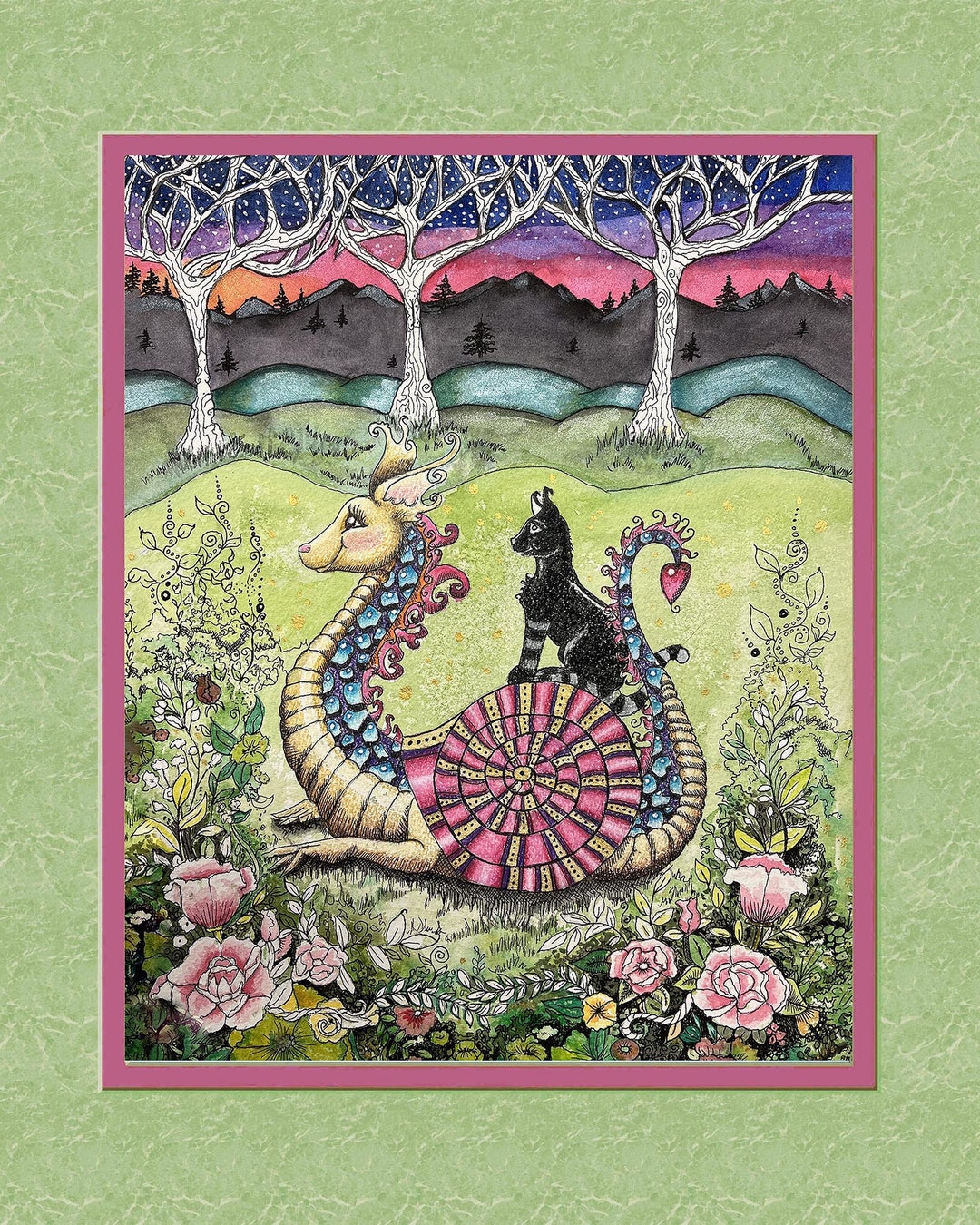 8x10 Frame Size, Double Faux Mat, Frame Ready, Backed, Roomba and Cat ...