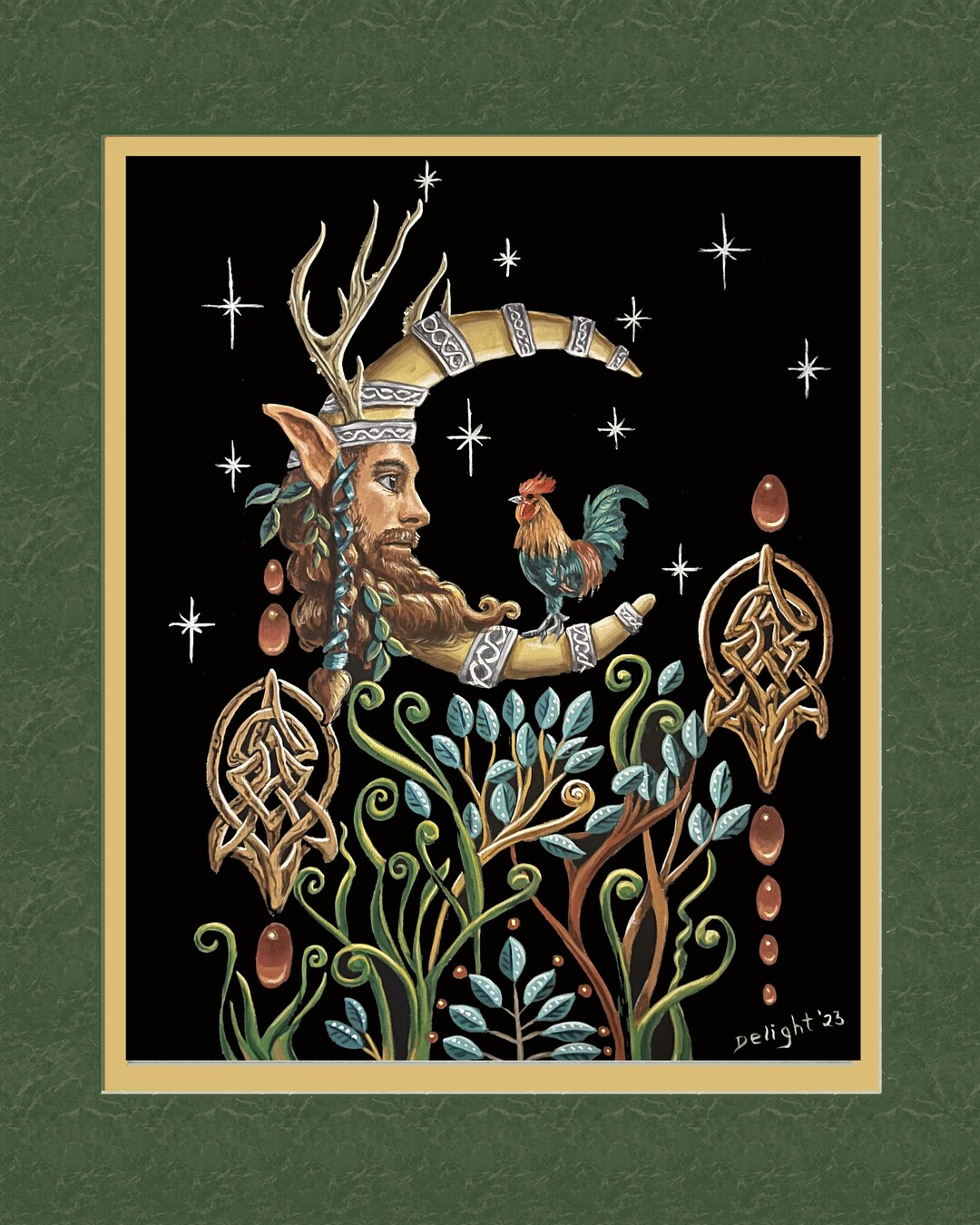 Summer Moon, 8x10 Frame Size, Double Faux Mat, Frame Ready, Backed ...