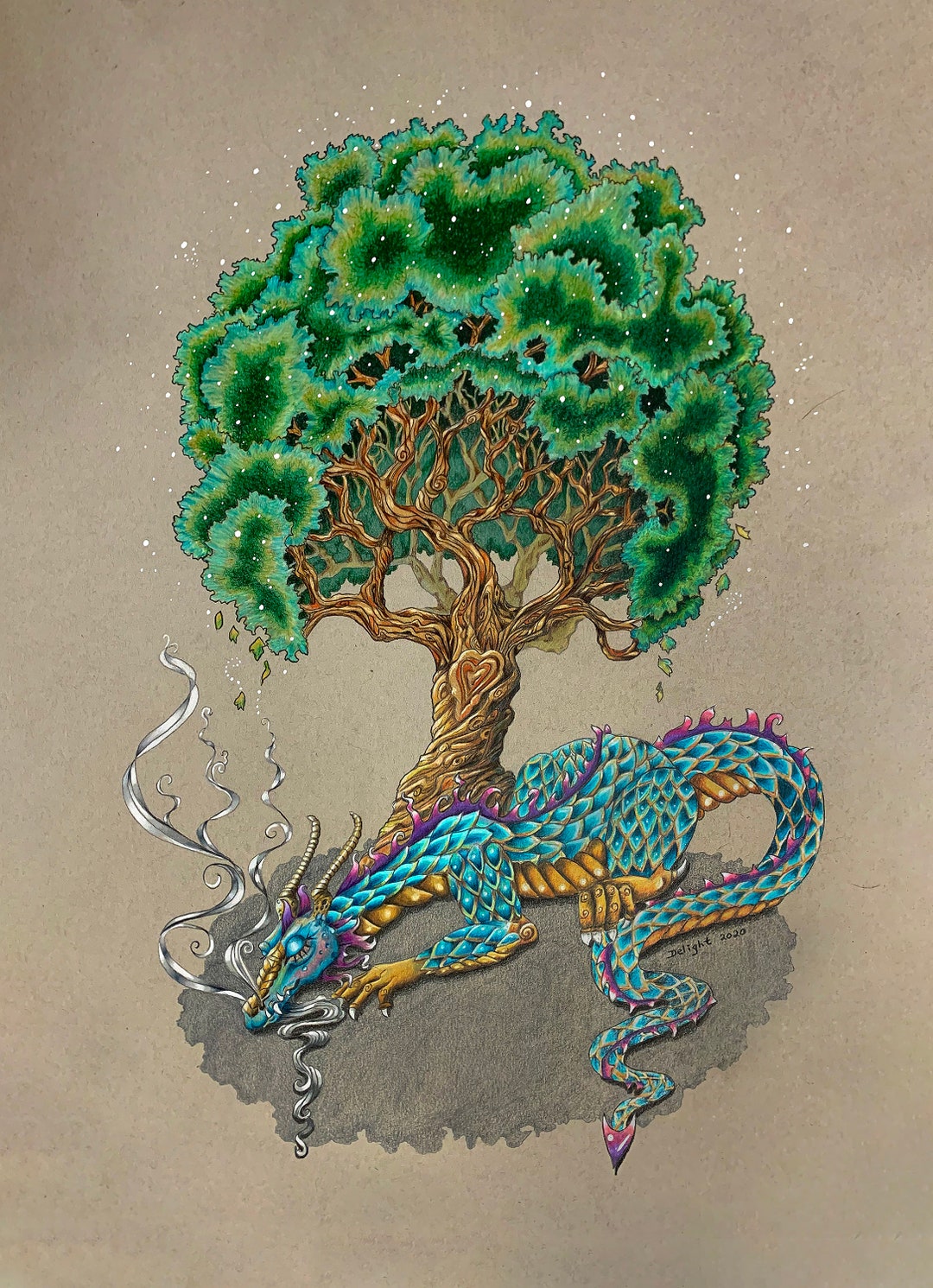 Tree of Life Dragon, 11x14 Print, Double Matted to a 16x20 Frame ...